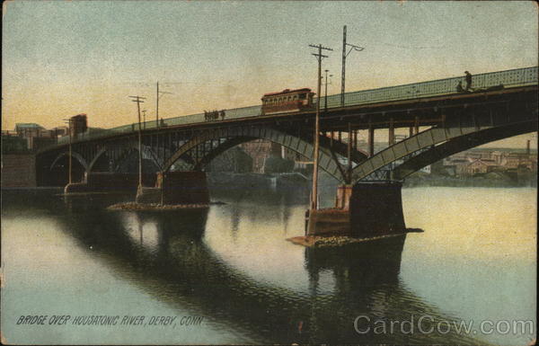Bridge Over Housatonic River Derby, CT Postcard