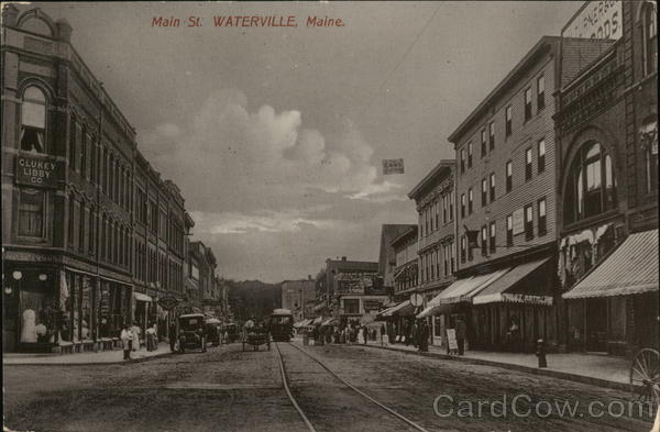 Main St. Waterville, ME Postcard
