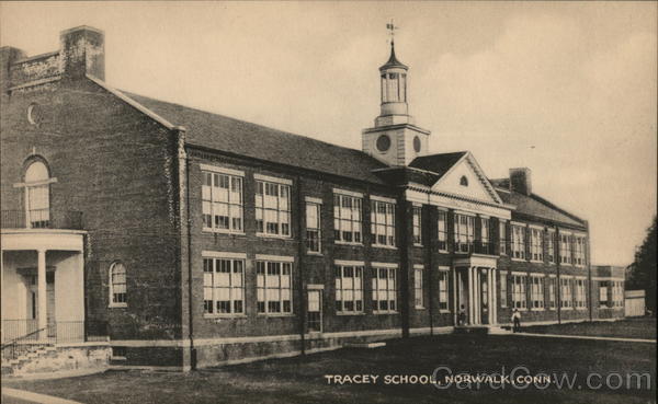 Tracey School Norwalk, CT Postcard