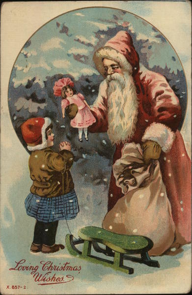 Loving Christmas Wishes Santa Claus Postcard