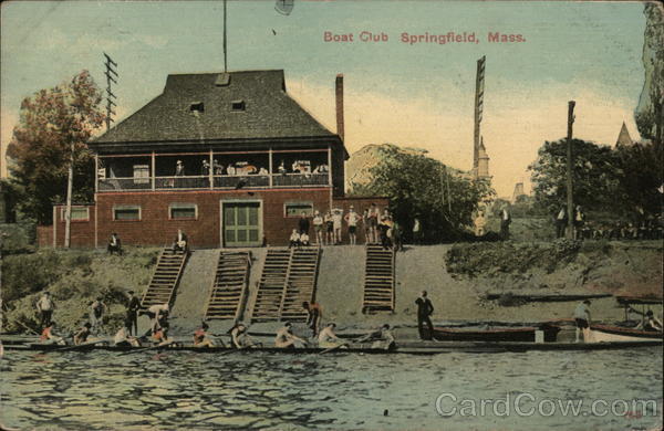 Boat Club Springfield, MA Postcard