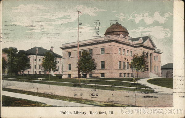 Public Library Rockford, IL Postcard