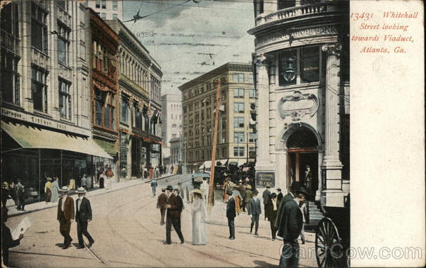 Whitehall Street Looking Towards Viaduct Atlanta, GA Postcard