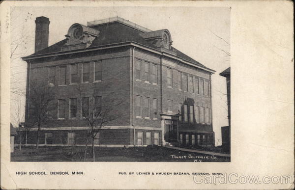 High School Benson, MN Postcard