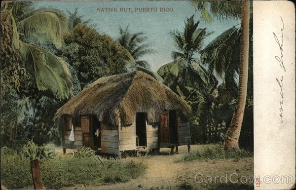 Native Hut, Puerto Rico Native Americana Postcard