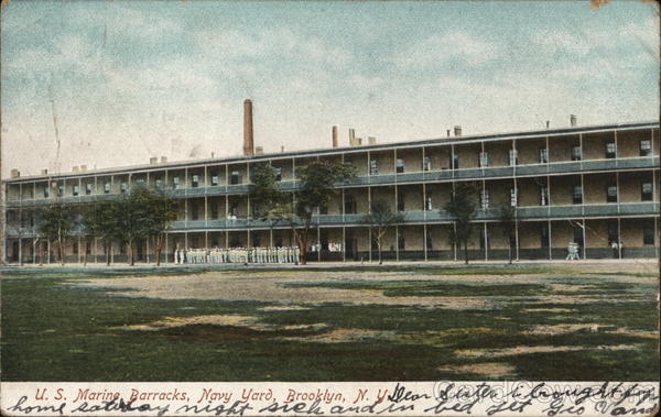 U.S. Marine Barracks, Navy Yard Brooklyn, NY Postcard