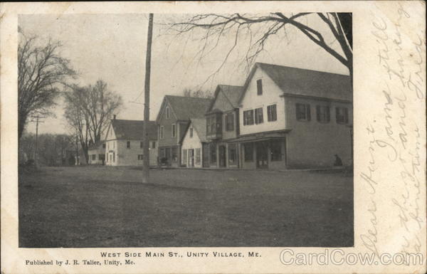 West Side Main St. Unity, ME Postcard