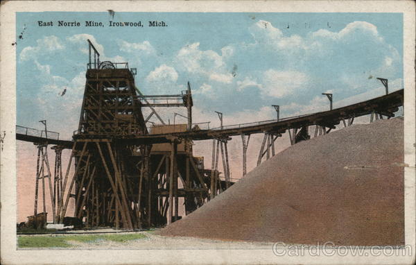 East Norrie Mine Ironwood, MI Postcard