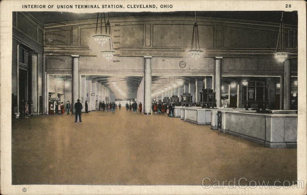 Interior of Union Terminal Station Cleveland, OH Postcard