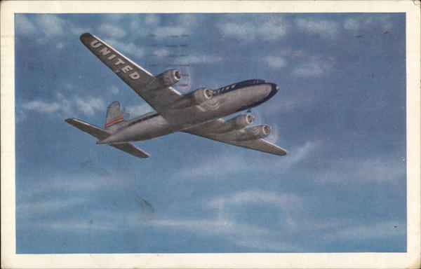 United Air Lines DC-6 Mainliner Aircraft Postcard