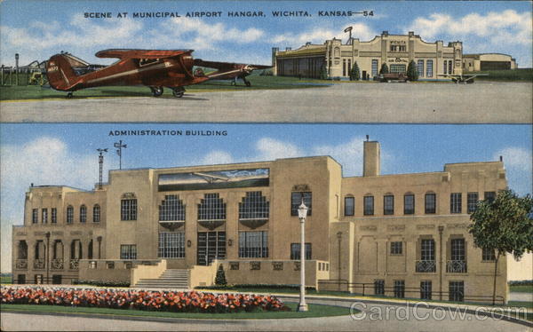 Administration Building, Municipal Airport Wichita, KS Postcard