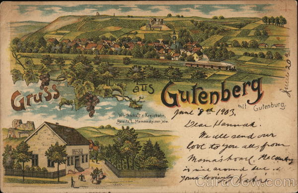 Greetings from Gutenberg Germany Postcard
