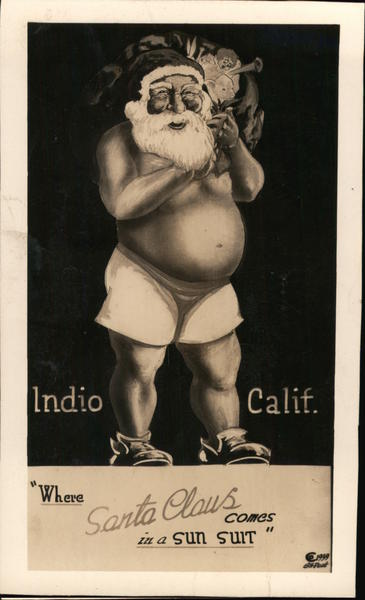 Santa Claus in Swim Suit Indio, CA Postcard Santa Claus in Swim Suit Indio, CA Postcard