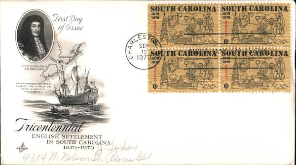 Tricentennial English Settlement in South Carolina 1670-1970 Block of ...