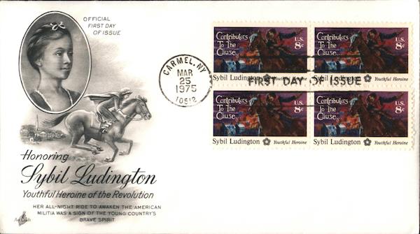 Honoring Sybil Ludington Block of Stamps First Day Covers First Day Cover