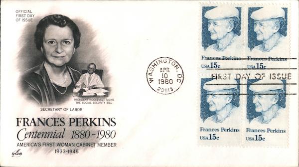 Frances Perkins Centennial 1880-1980 First Day Covers First Day Cover