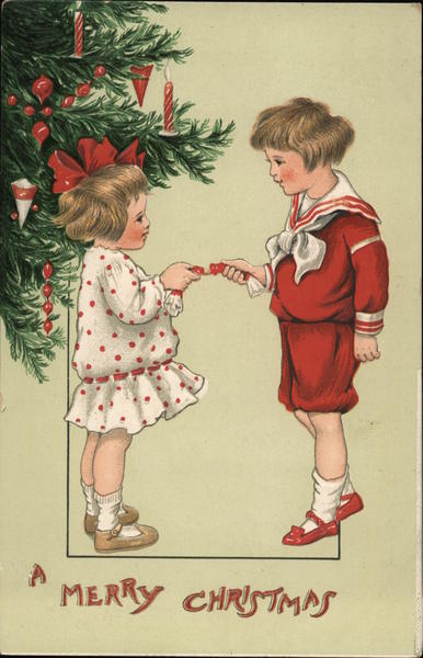 A Merry Christmas Children Postcard