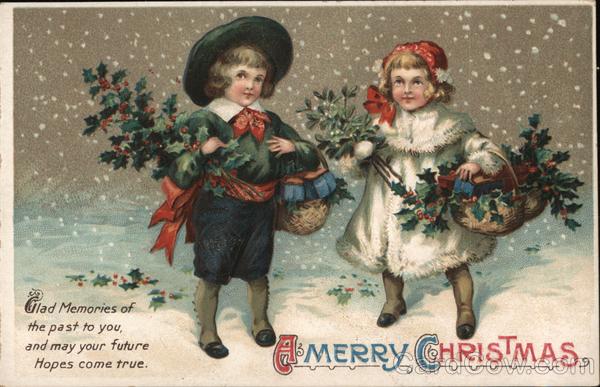 A Merry Christmas Children Postcard