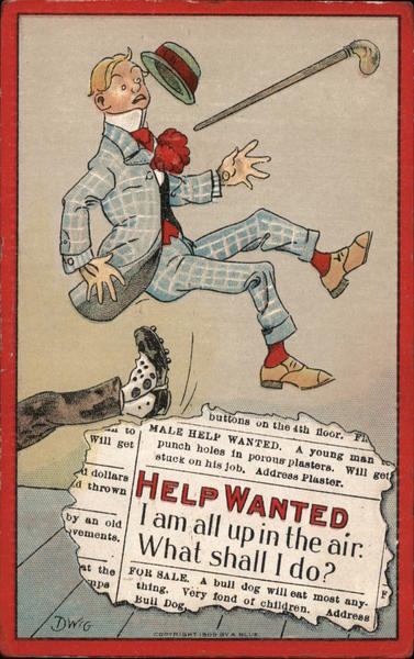Help Wanted Comic, Funny Postcard