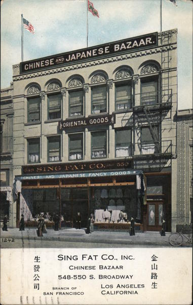 Sing Fat Co. Inc. Chinese Bazaar Los Angeles, CA Postcard