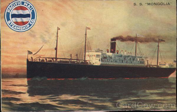 S.S. "Mongolia" - Pacific Mail Steamship Co. Steamers Postcard