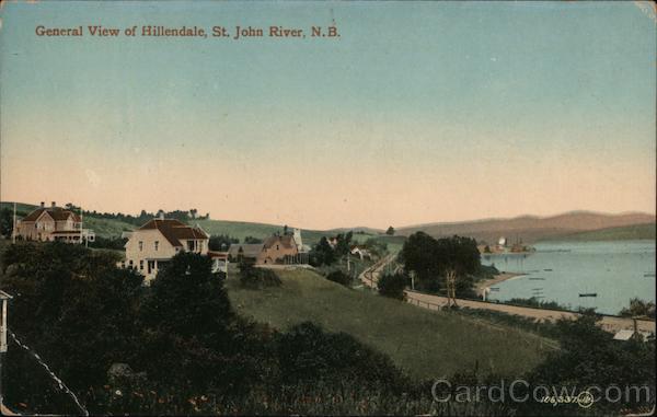 General View of Hillendale St. John River, NB Canada New Brunswick Postcard