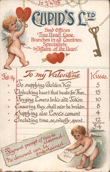 Cupid's Ltd. poem Postcard