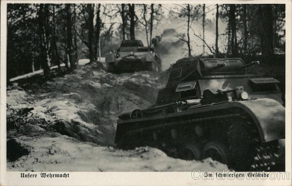 German Military Tanks Traveling Through the Snow Nazi Germany Postcard