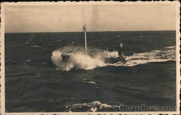 Small Nazi Boat in the Ocean Nazi Germany Postcard