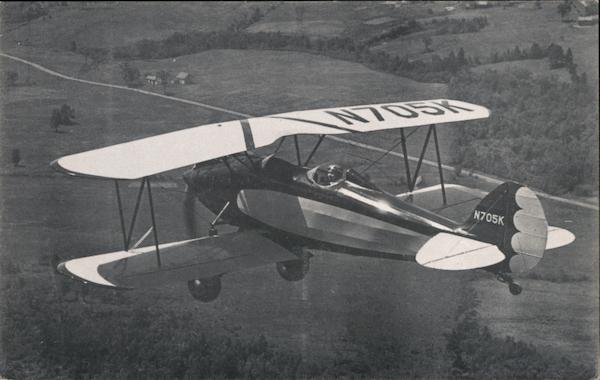 Black and White Biplane Aircraft Postcard