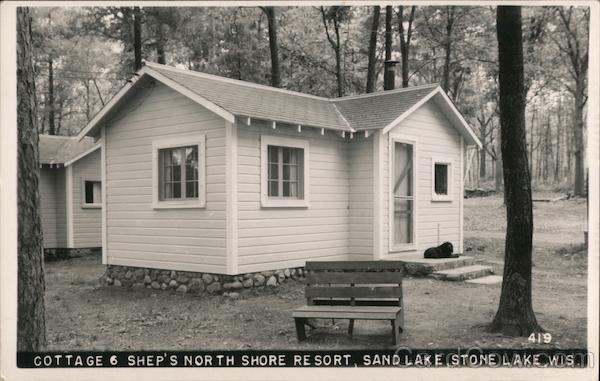 Cottage 6 Shep's North Shore Resort, Sand Lake Stone Lake, WI Postcard