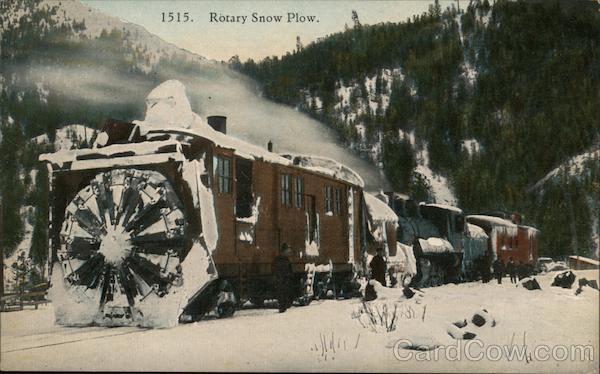Rotary Snow Plow on Train Trains, Railroad Postcard