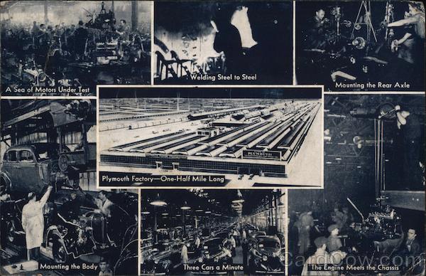 Views of Plymouth Factory Detroit, MI Postcard