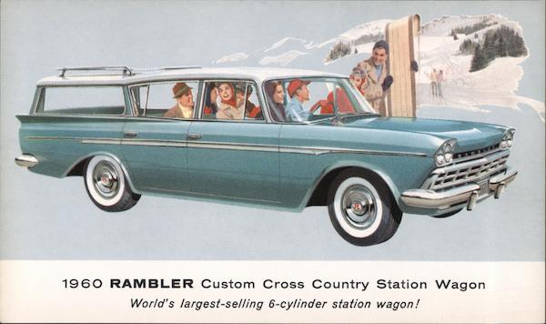 1960 Rambler Custom Cross Country Station Wagon Cars Postcard