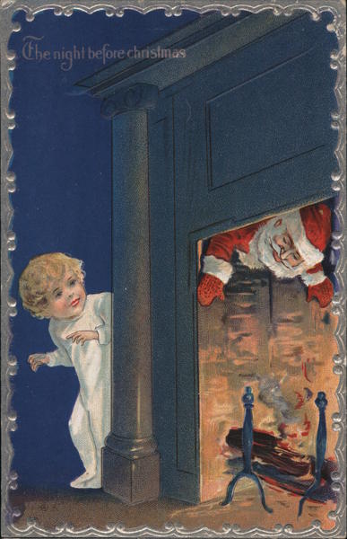 Image Download - The night before Christmas Santa Claus Postcard