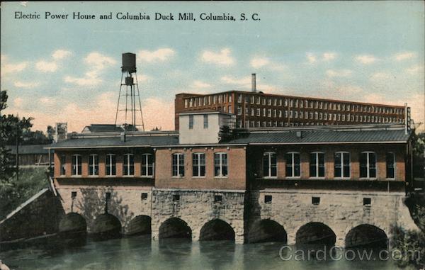 Electric Power House and Columbia Duck Mill South Carolina Postcard