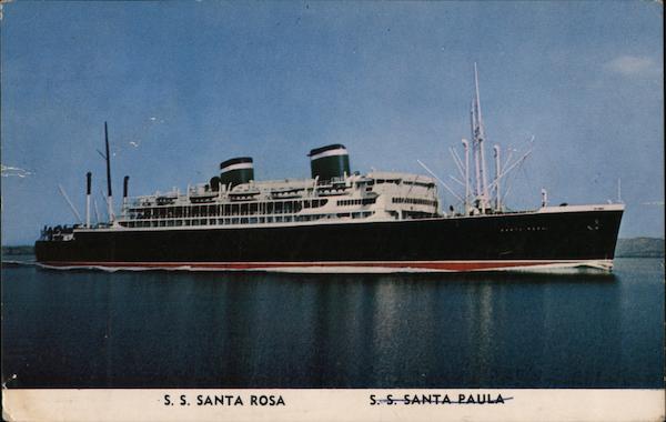 S.S. Santa Rosa - Grace Line Cruise Ships Postcard