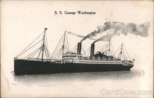 S.S. George Washington - Ship on water Steamers Postcard