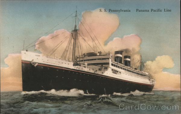 Panama Pacific Line SS Pennsylvania Steamers Postcard