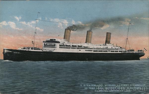 S.S. Vaterland, World's Largest Steamship Steamers Postcard