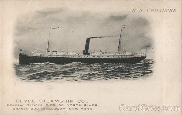 Clyde Steamship Co., SS Comanche Steamers Postcard