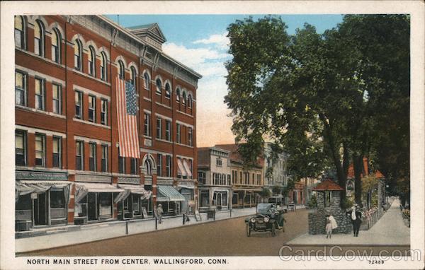 North Main Street from Center Wallingford, CT Postcard