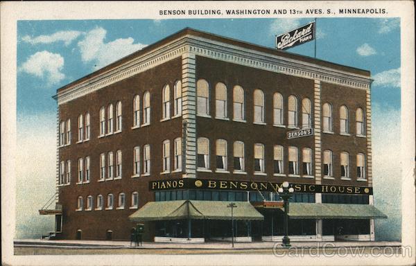 Benson Building, Washington and 13th Avenue, South Minneapolis, MN Postcard