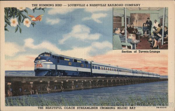 The Humming Bird Coach Streamliner Crossing Biloxi Bay Trains, Railroad ...