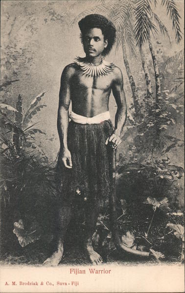 Fijian Warrior South Pacific Postcard