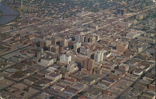 Aerial View of Downtown Wichita Kansas Postcard