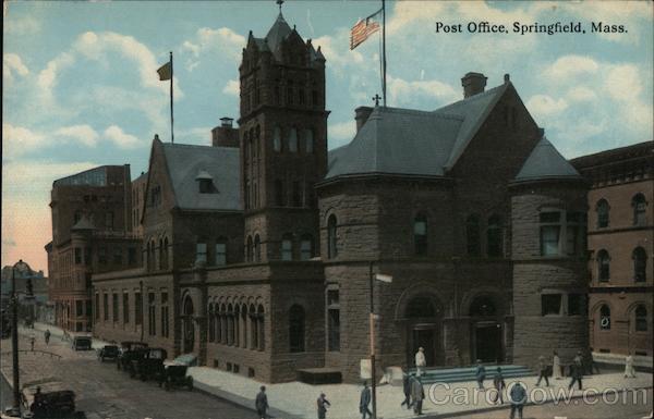 Post Office Springfield, MA Postcard