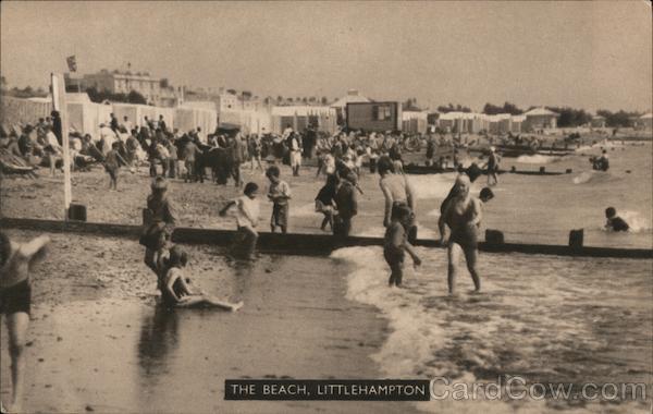 Bathers at the Beach Littlehampton, England Sussex Postcard
