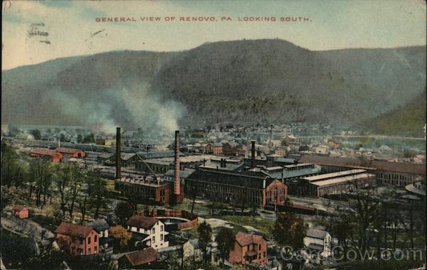 General View of Renovo, Pa Looking South Pennsylvania Postcard