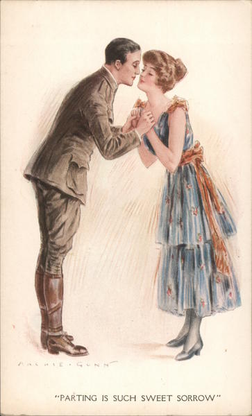 Parting Is Such Sweet Sorrow - Couple Leaning in for Kiss Couples Postcard